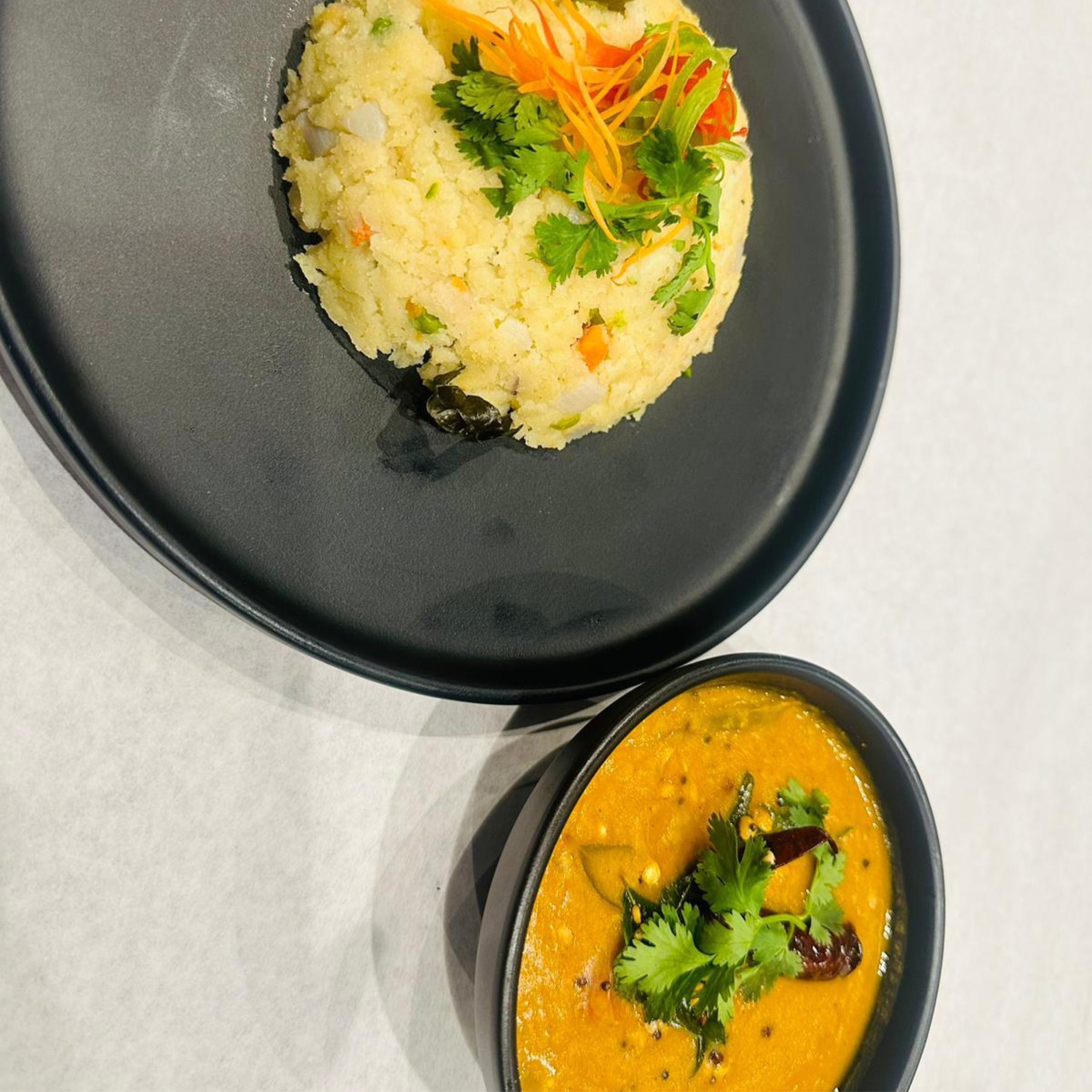 Rava upma ⁠with Sambar | Kanishka Cuisine of India
